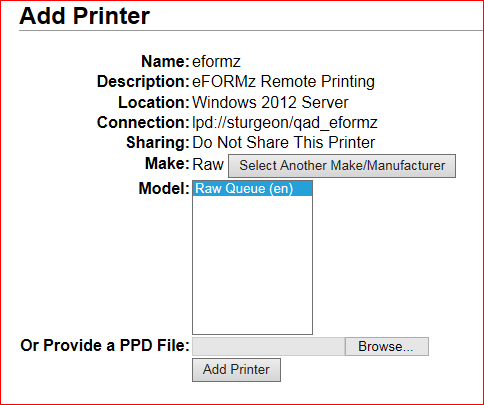 eFORMz QAD Printer Installation for Linux | MiniWiki